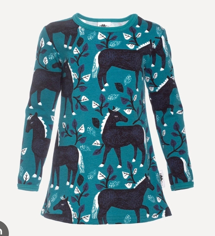 Paapii Long Sleeve Top - Petrol Pony – The Thrifty Stork