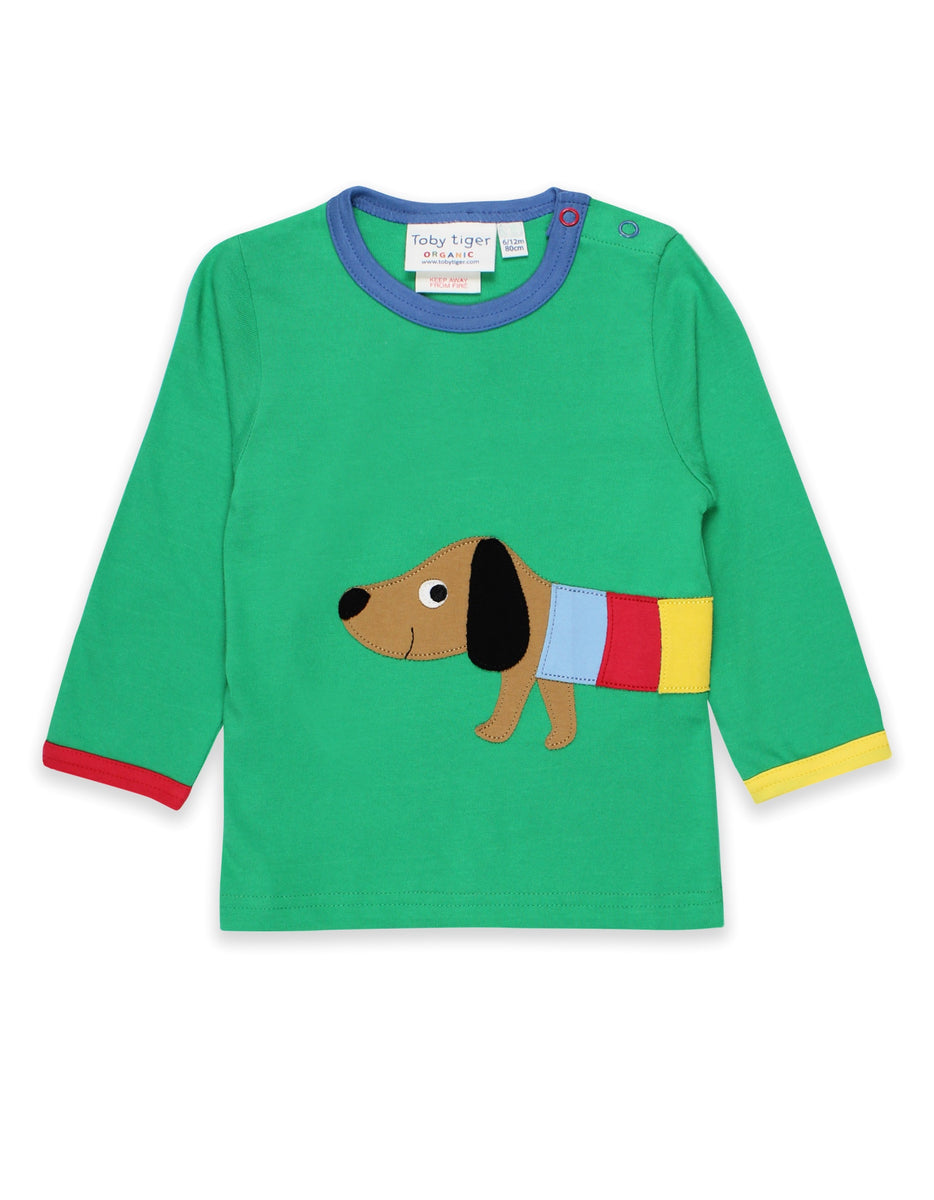 Toby Tiger Organic Long Sleeve Top - Multi Sausage Dog Applique – The ...